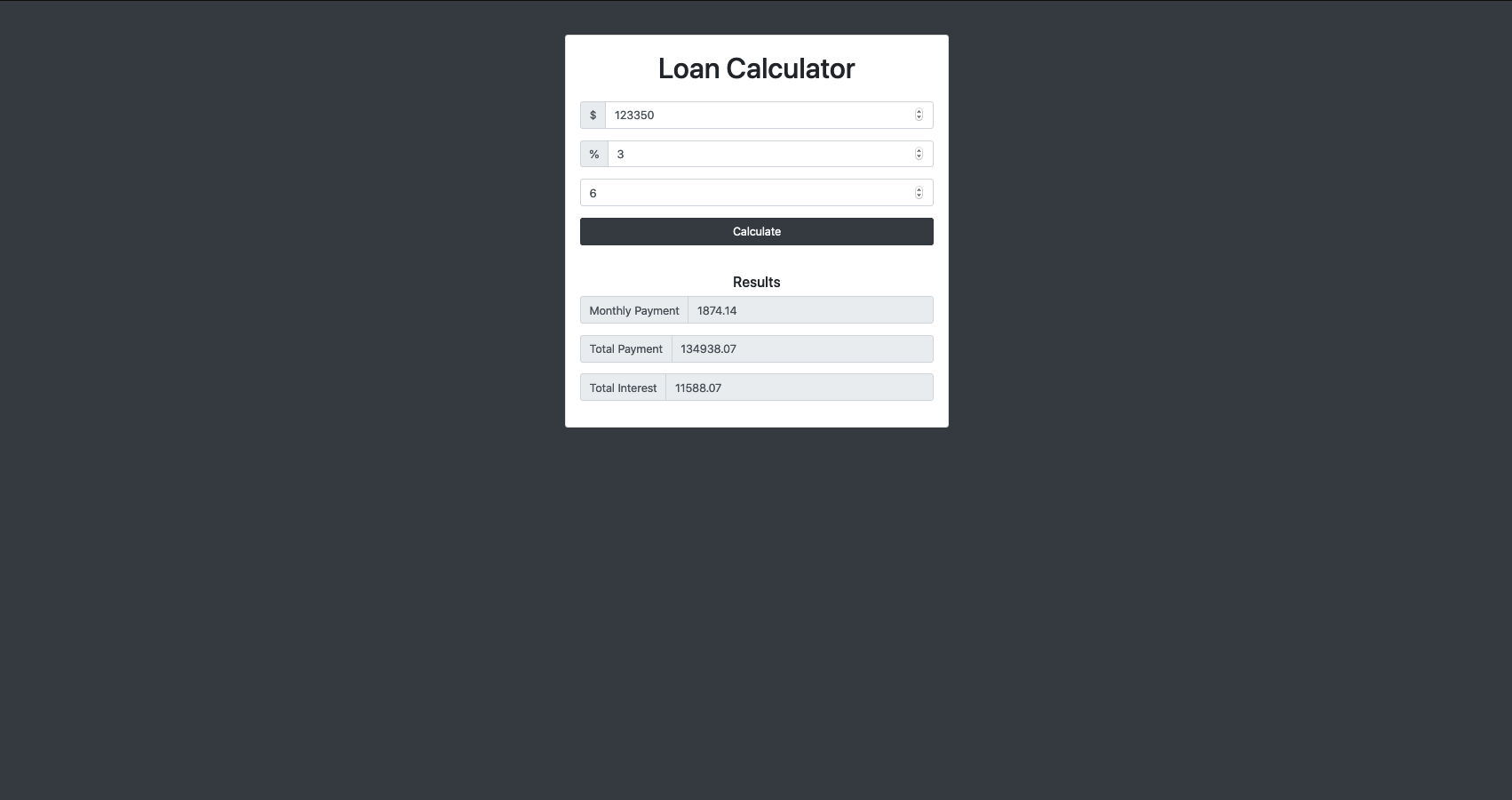 GitHub - saboyadev/Loan-Calculator: A JavaScript loan calculator built with Bootstrap. It ...